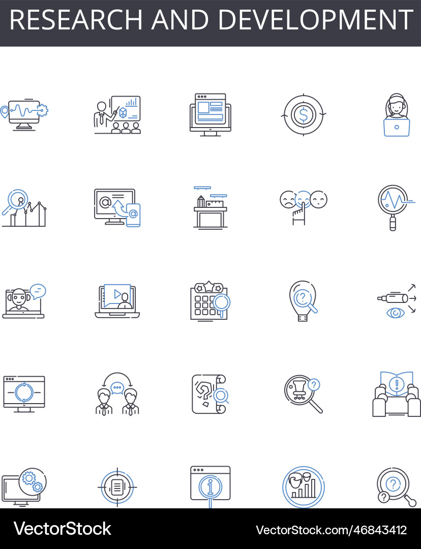 Research and development line icons collection Vector Image
