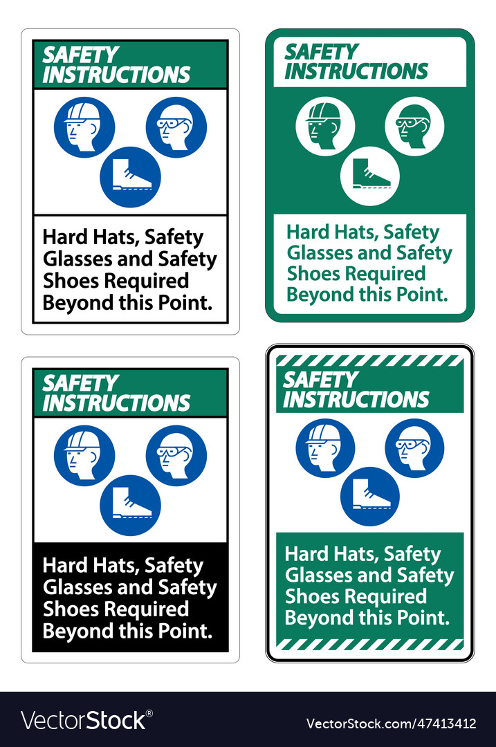 Safety instructions sign hard hats glasses Vector Image Safety instructions sign hard hats glasses Vector Image