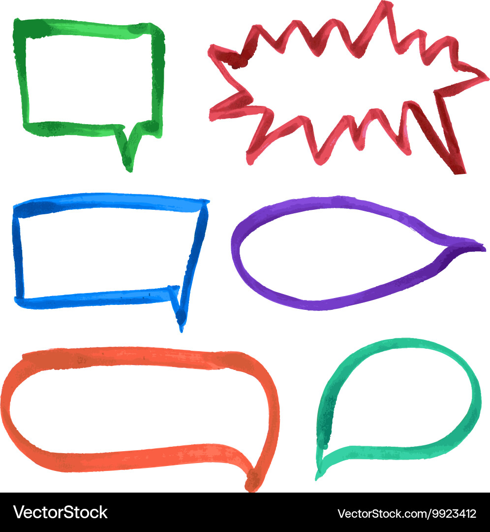 Set of hand drawn colored marker bubbles Vector Image