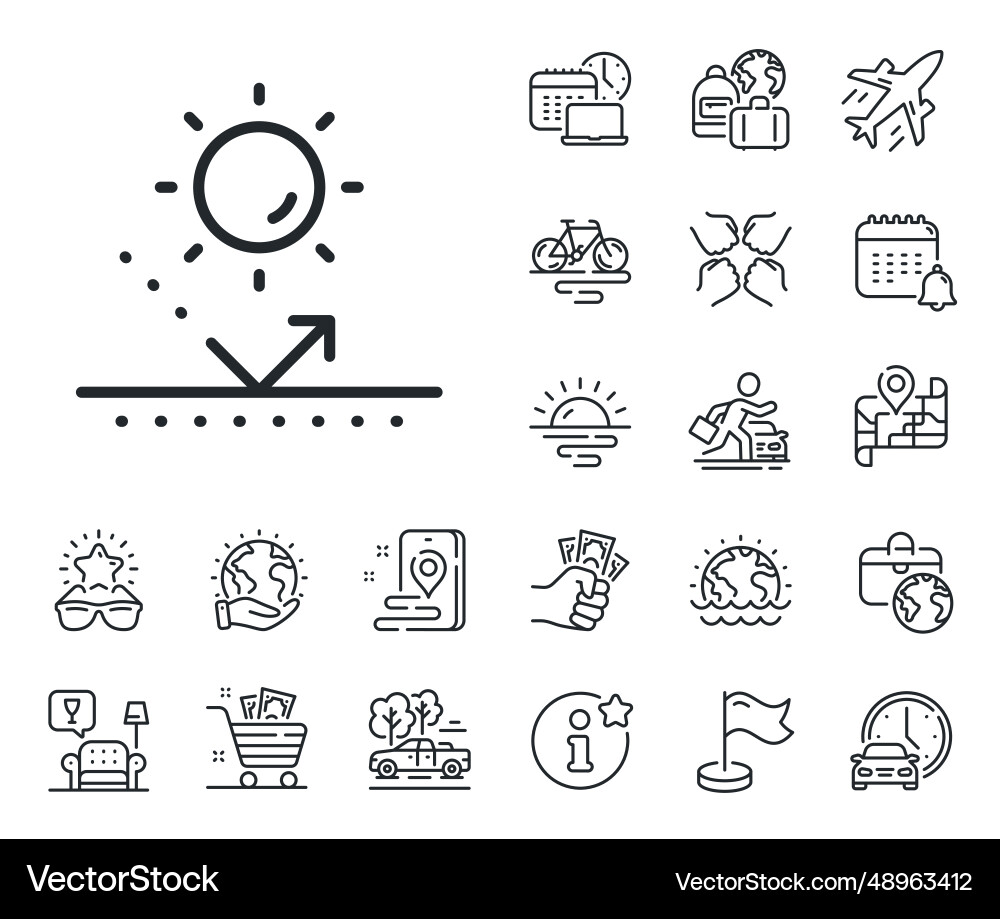 Sun protection line icon uv protect sign plane Vector Image