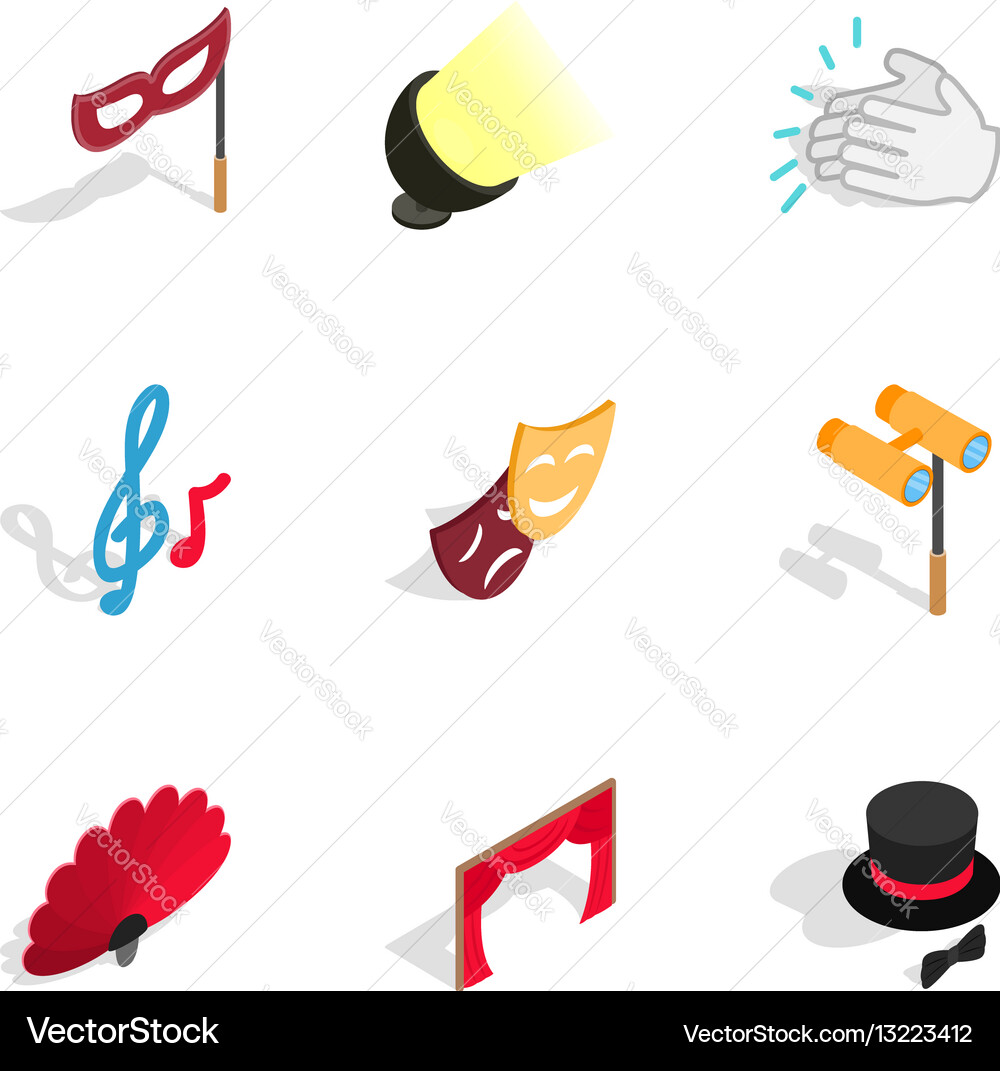 Theater performance icons isometric 3d style Vector Image