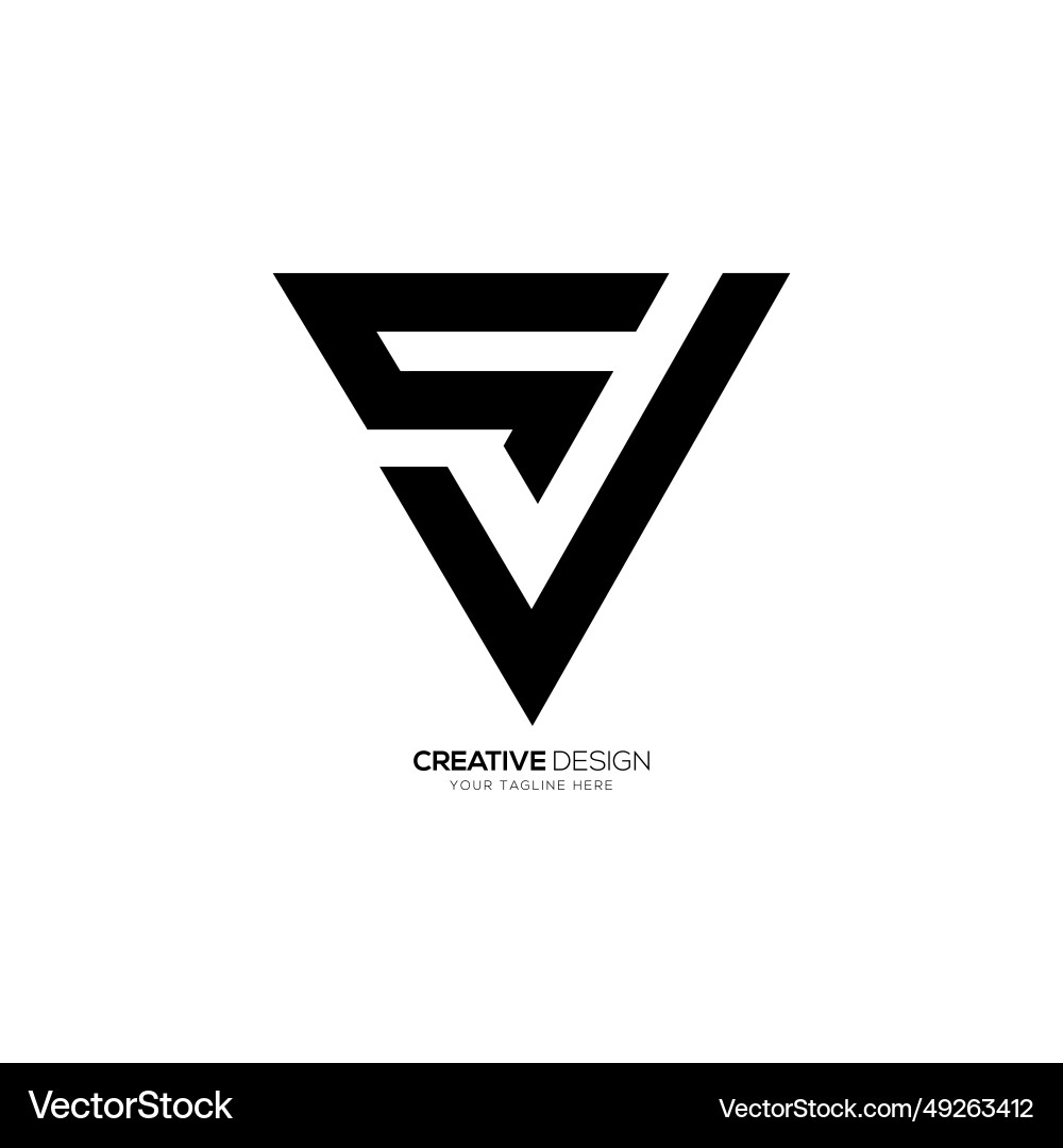 Triangle shapes alphabet letter sv or sj creative Vector Image