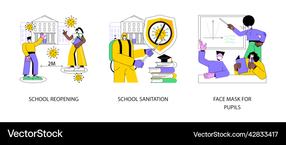 Back to school coronavirus guidelines abstract Vector Image