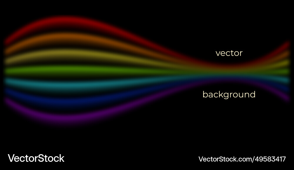 Black with bright rainbow lines background Vector Image