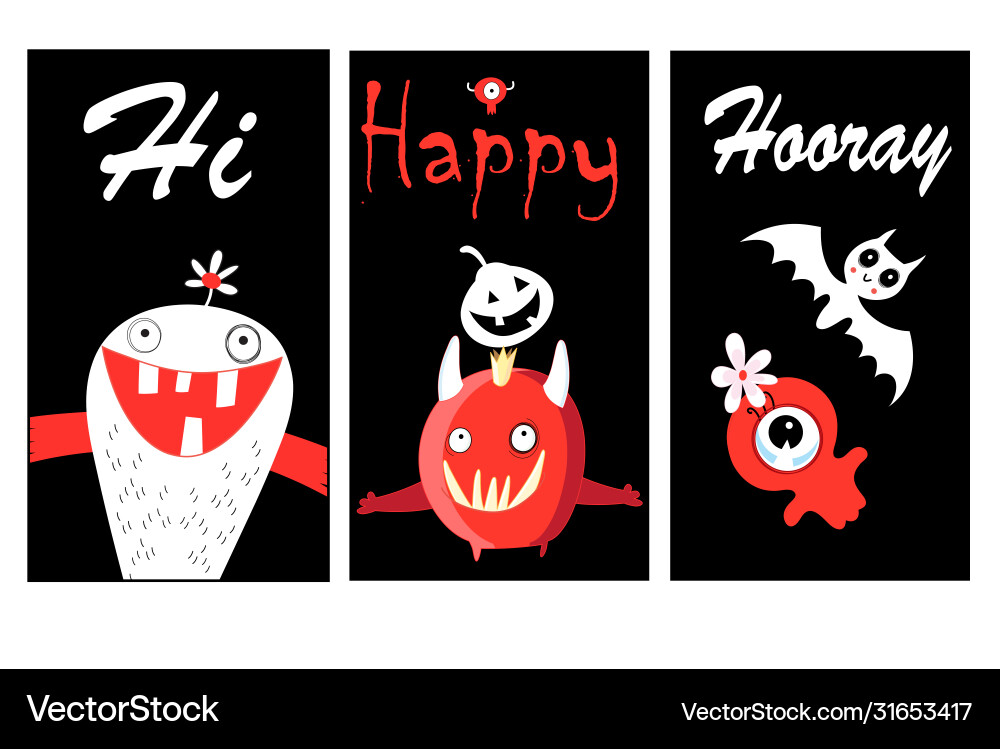 Bright funny banners with monsters for halloween Vector Image