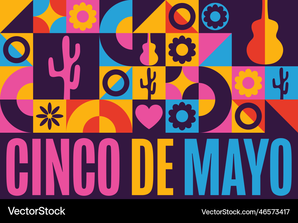 Cinco de mayo inscription may 5 in spanish Vector Image