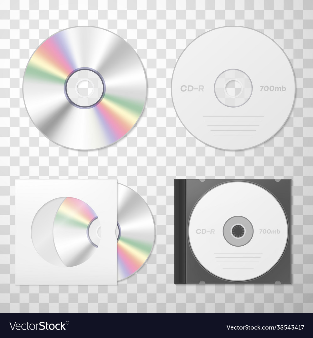 Collection compact disk realistic audio Royalty Free Vector Collection compact disk realistic audio Royalty Free Vector