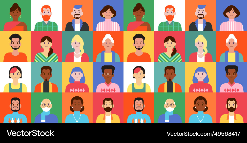 Diverse people geometric modern color community Vector Image