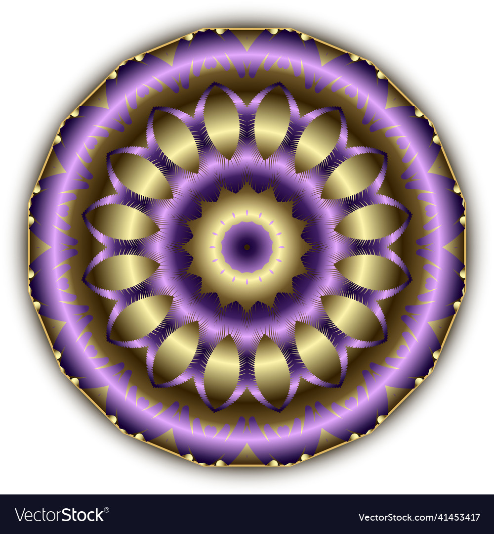 Embroidery floral 3d mandala pattern violet Vector Image