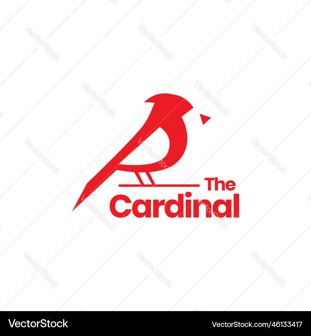 Exotic bird little red cardinal simple isolated Vector Image