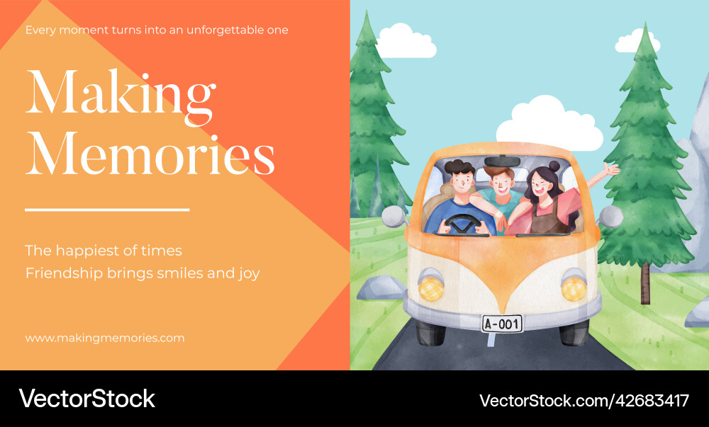 Facebook template with friendship memories Vector Image