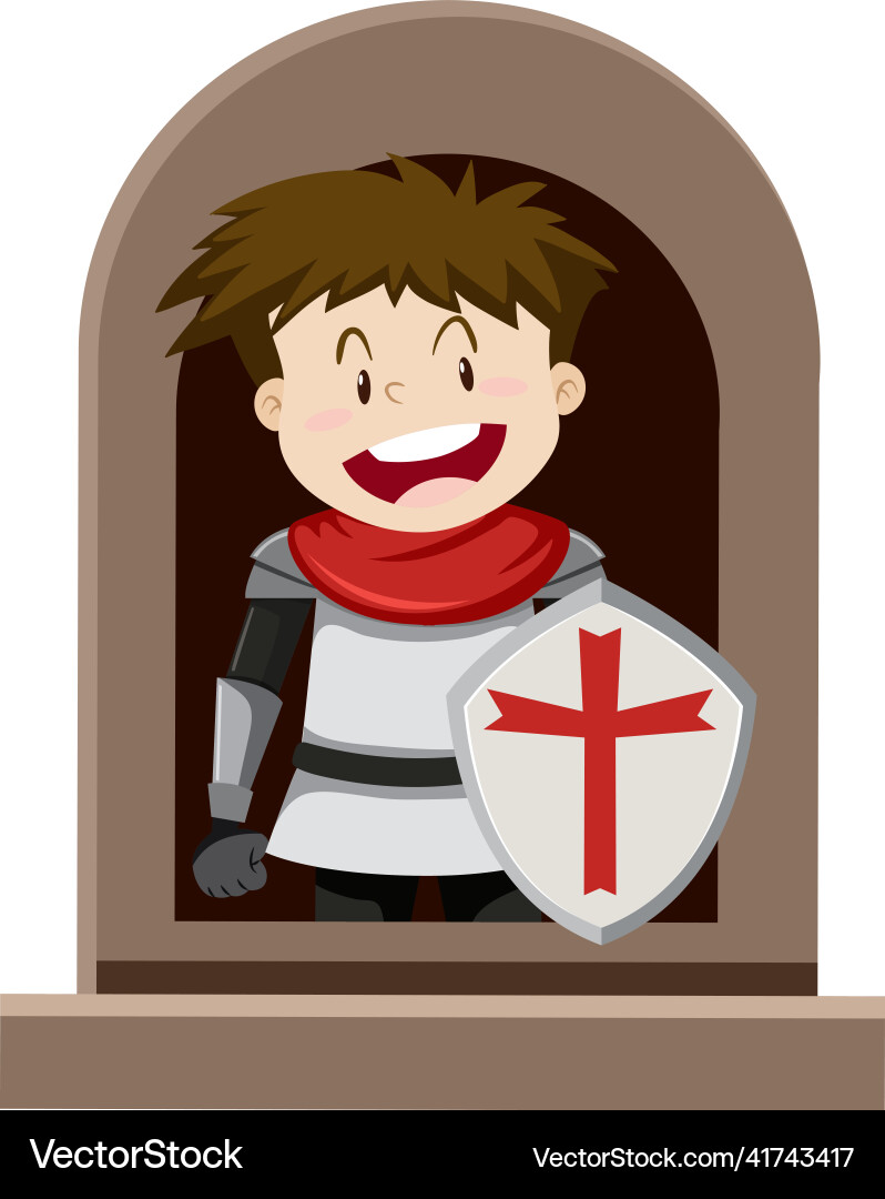 Fantasy knight character by the window on white Vector Image