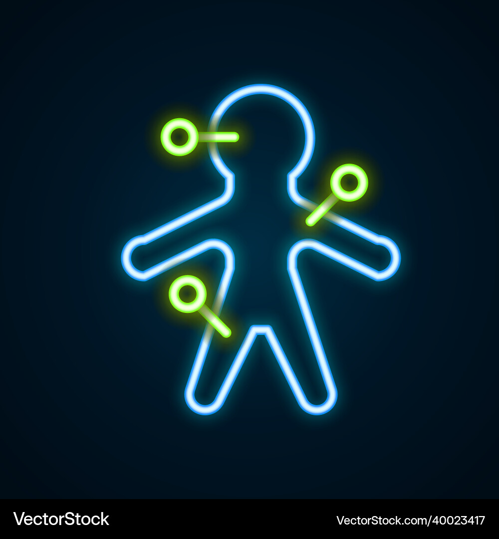 Glowing neon line voodoo doll icon isolated Vector Image