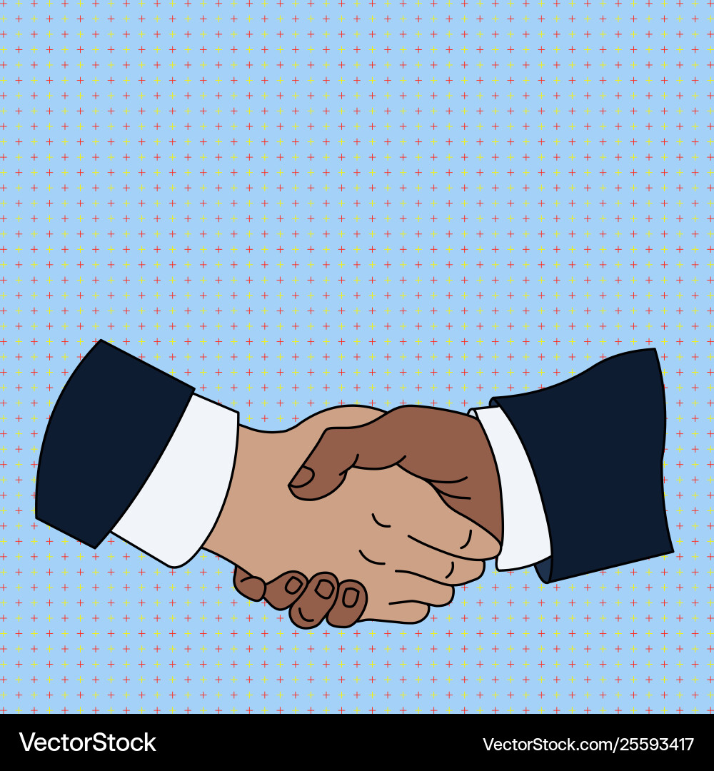 Hand shake between multiracial male business Vector Image