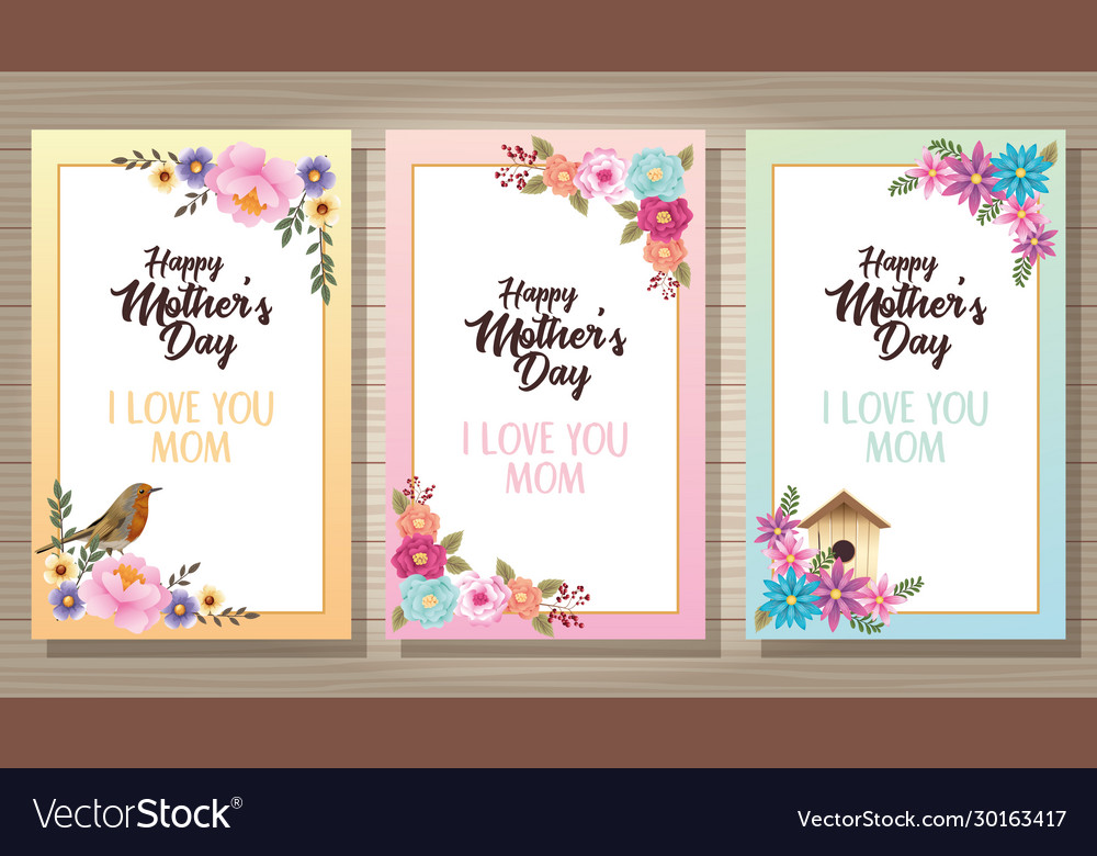 Happy mothers day card with bird and housebird Vector Image