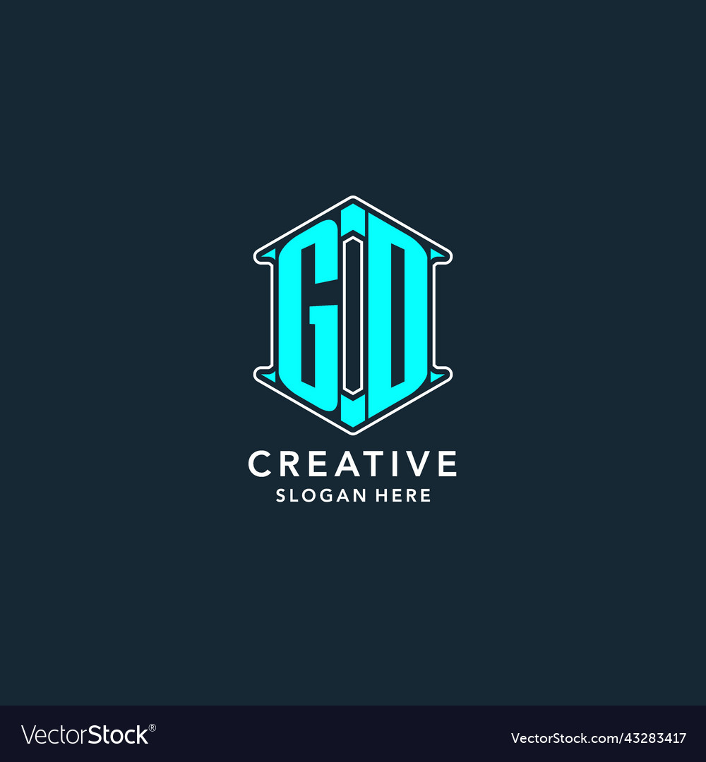 Letter gd logo with hexagon shape geometric style Vector Image