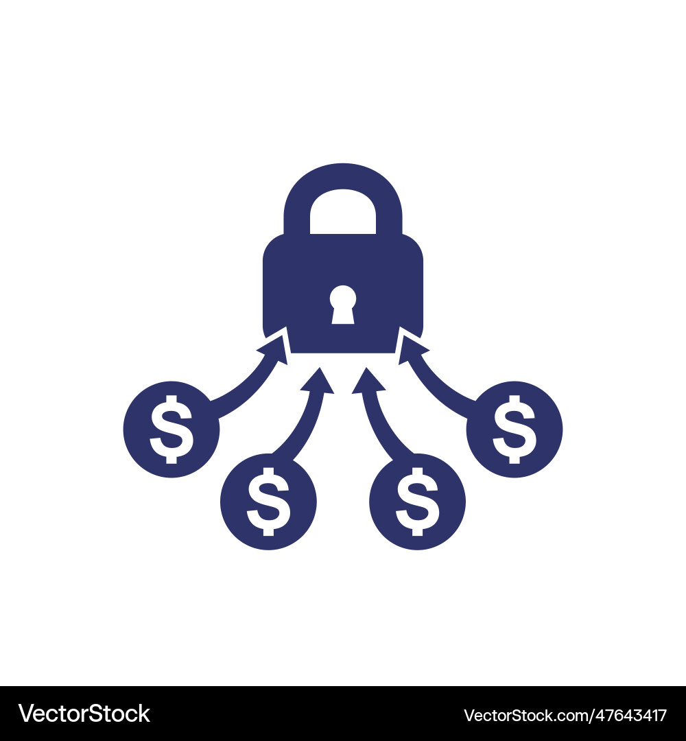 Locked funds money icon on white Royalty Free Vector Image
