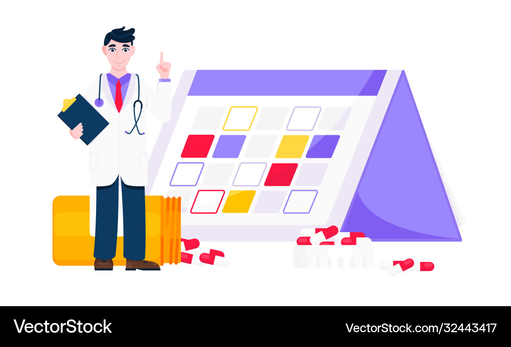 Medicine schedule or medical reminder planner flat