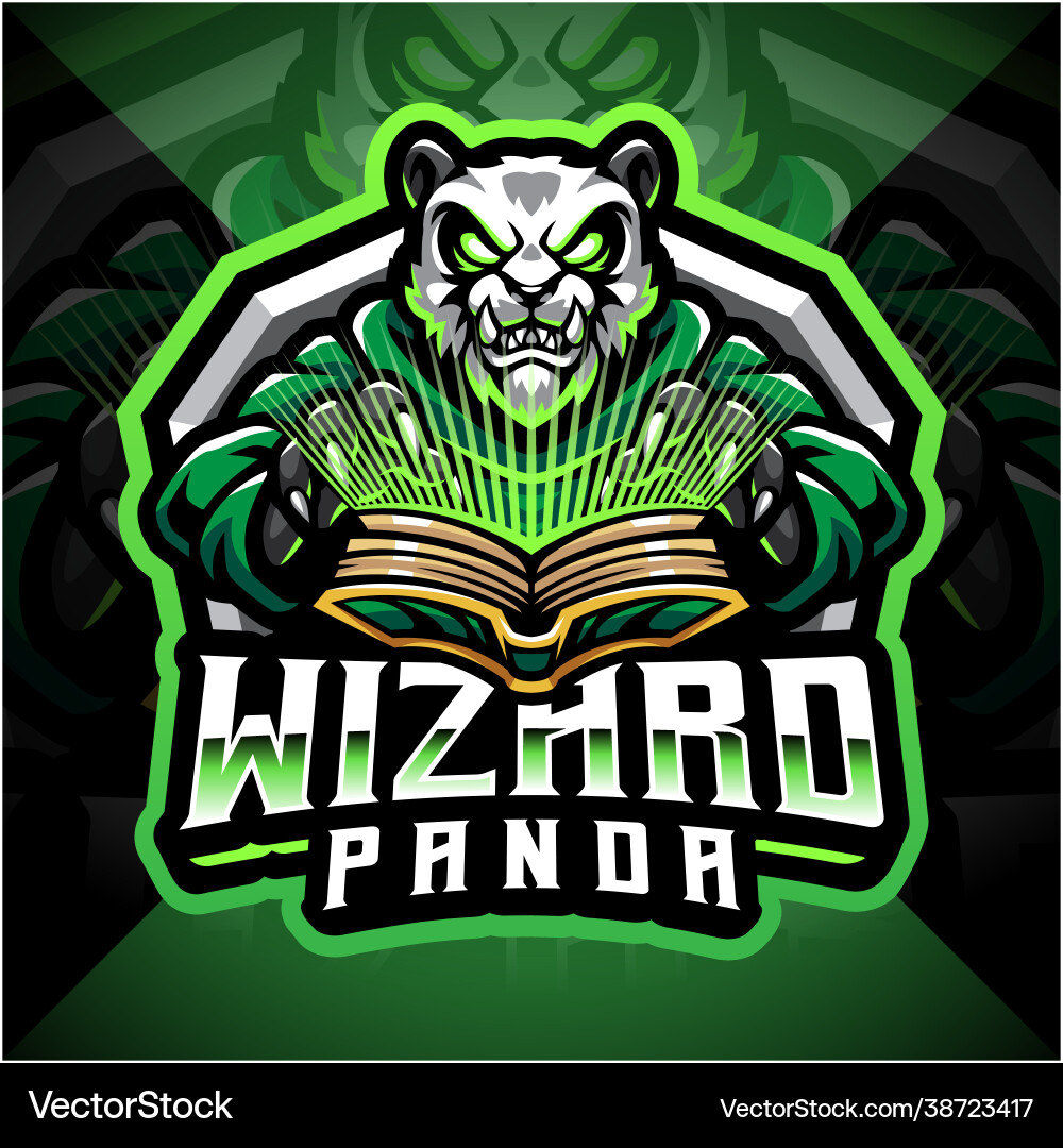 Panda wizard esport mascot logo Royalty Free Vector Image