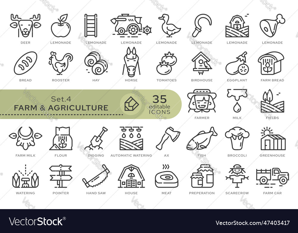 Set icons farm 04 Royalty Free Vector Image - VectorStock Set icons farm 04 Royalty Free Vector Image - VectorStock