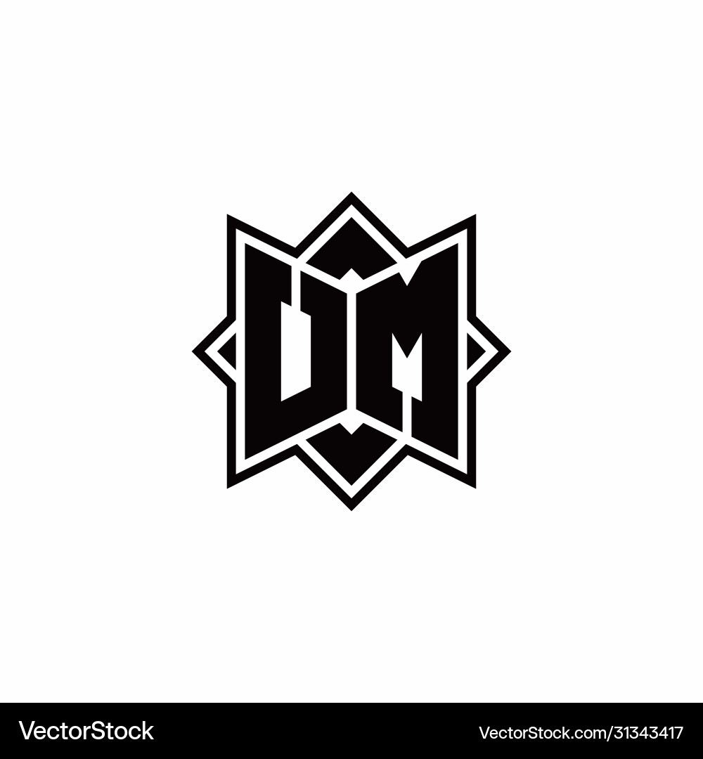 Um monogram logo with square rotate style outline Vector Image