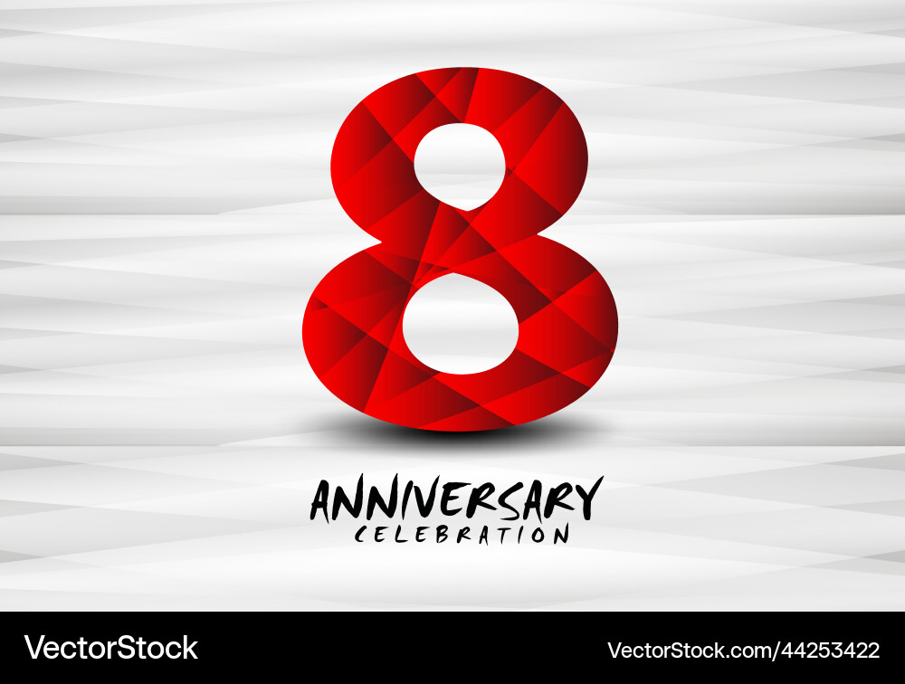 8 year anniversary celebration logo red polygon Vector Image