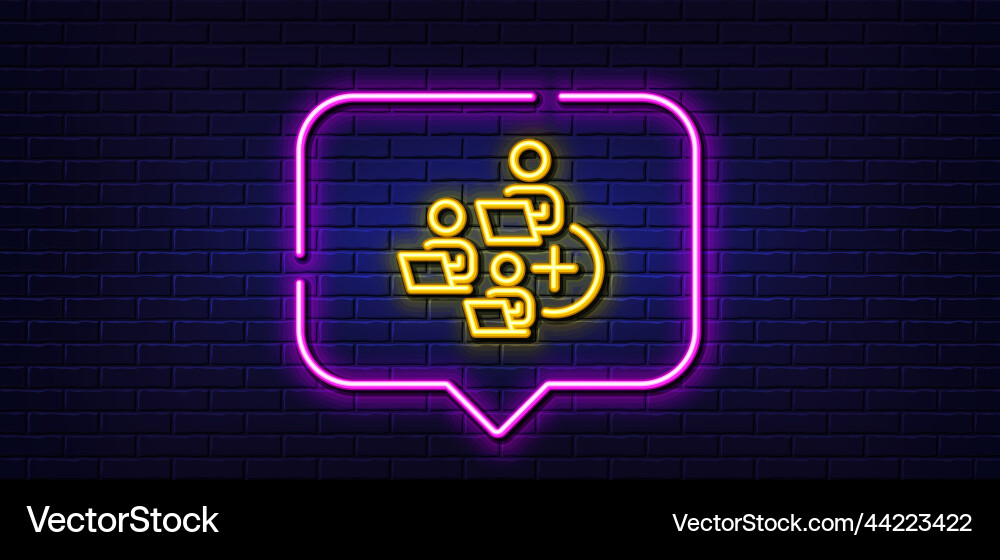Add team line icon teamwork sign neon light Vector Image