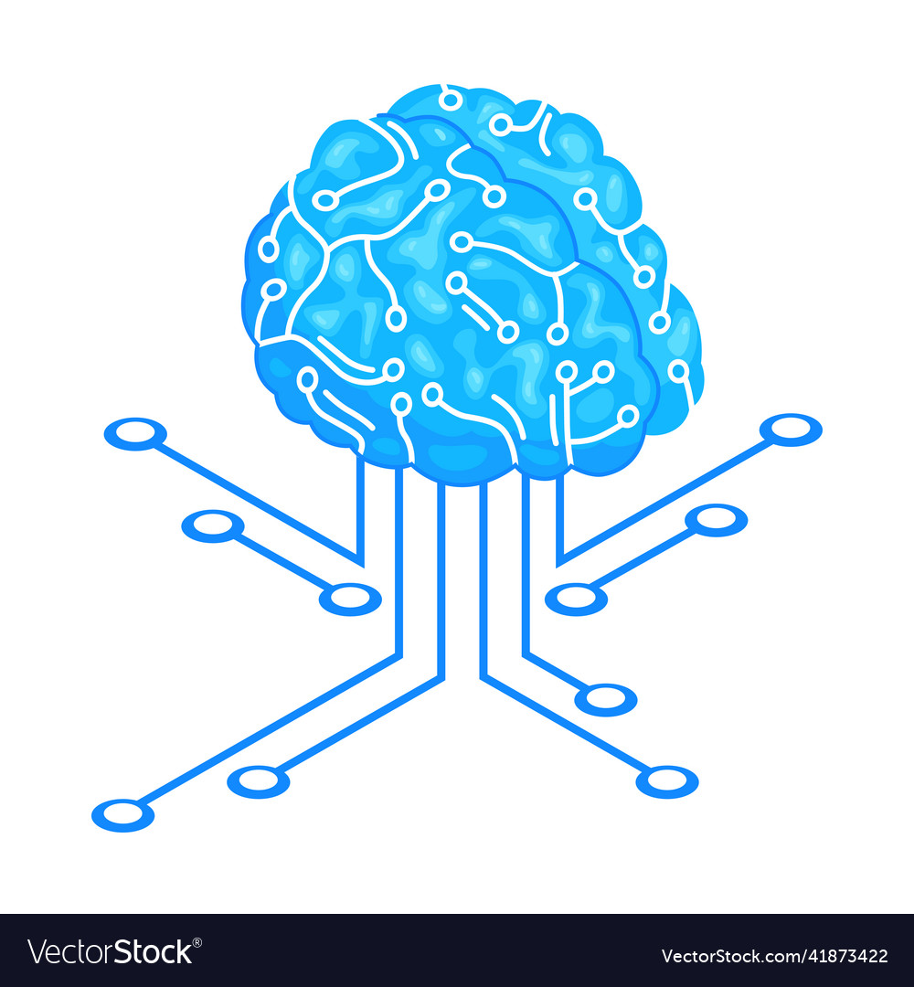 Electronic brain isometric composition Royalty Free Vector