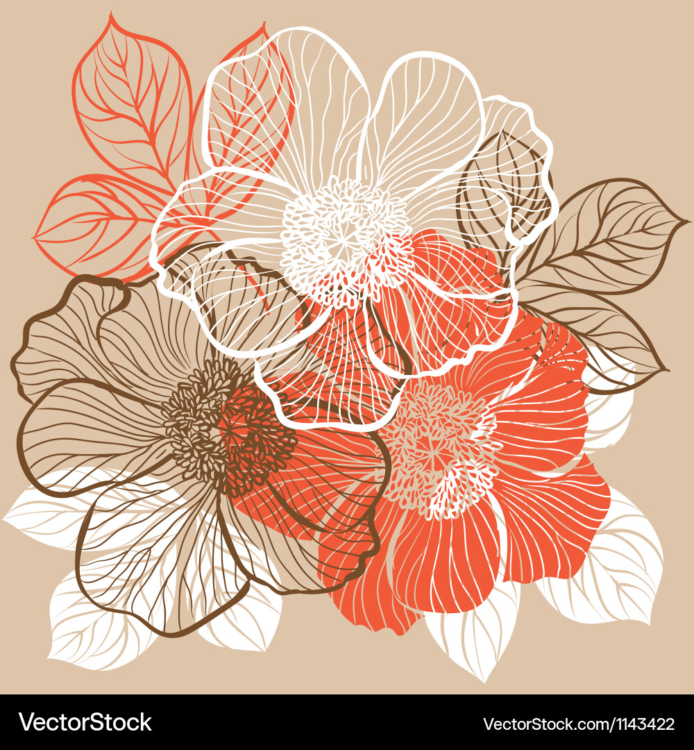 Floral background with flowers peony Royalty Free Vector