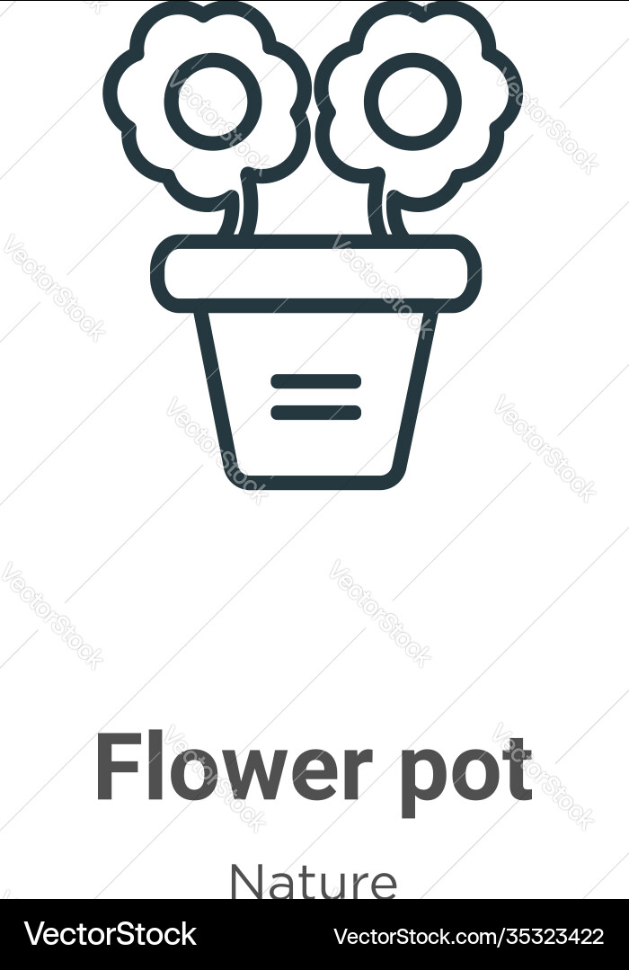 Flower pot outline icon thin line black Royalty Free Vector