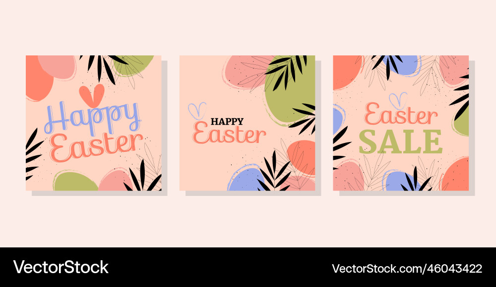 Happy easter banner set poster holiday cover Vector Image