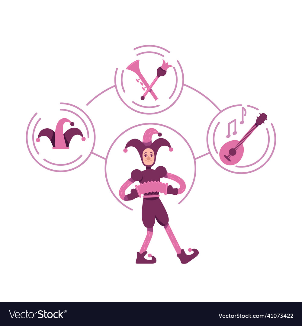 Jester archetype flat concept Royalty Free Vector Image