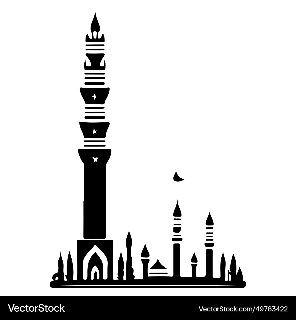 Minaret hand draw black ramadhan logo symbol Vector Image