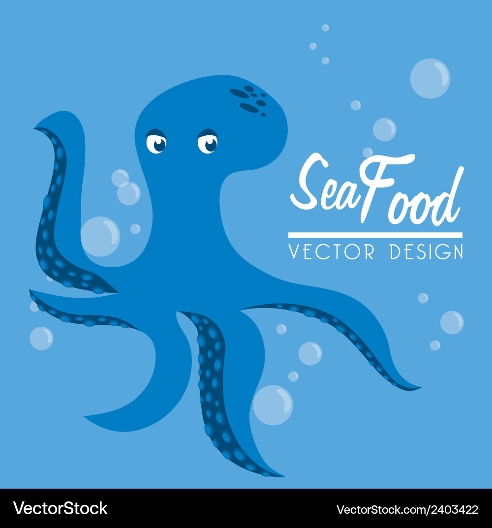 Sea food over blue background Royalty Free Vector Image