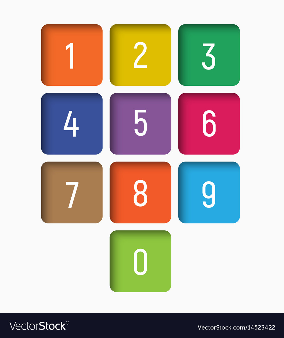 Set of numbers from 0 to 9 in multi-colored Vector Image