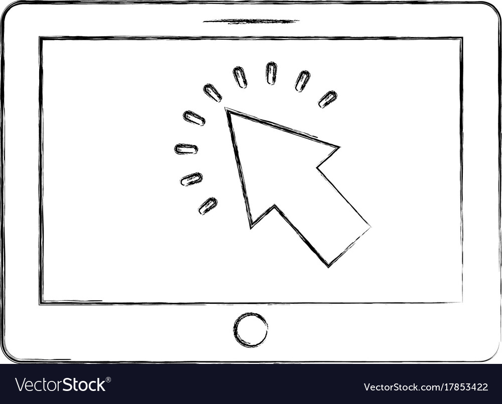 Tablet with cursor button digital technology Vector Image