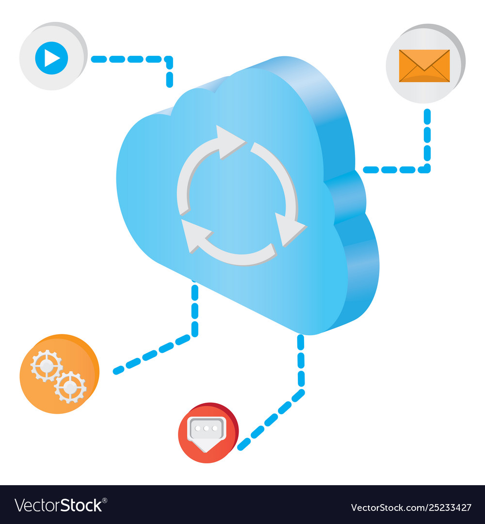 3d cloud computing icon with different symbols Vector Image