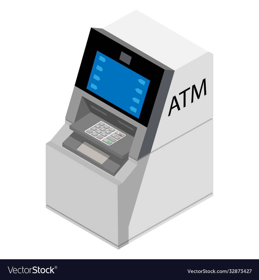 Atm isometric view isolated on white background Vector Image
