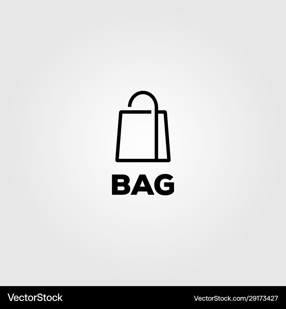 Bag line art logo minimalist design Royalty Free Vector