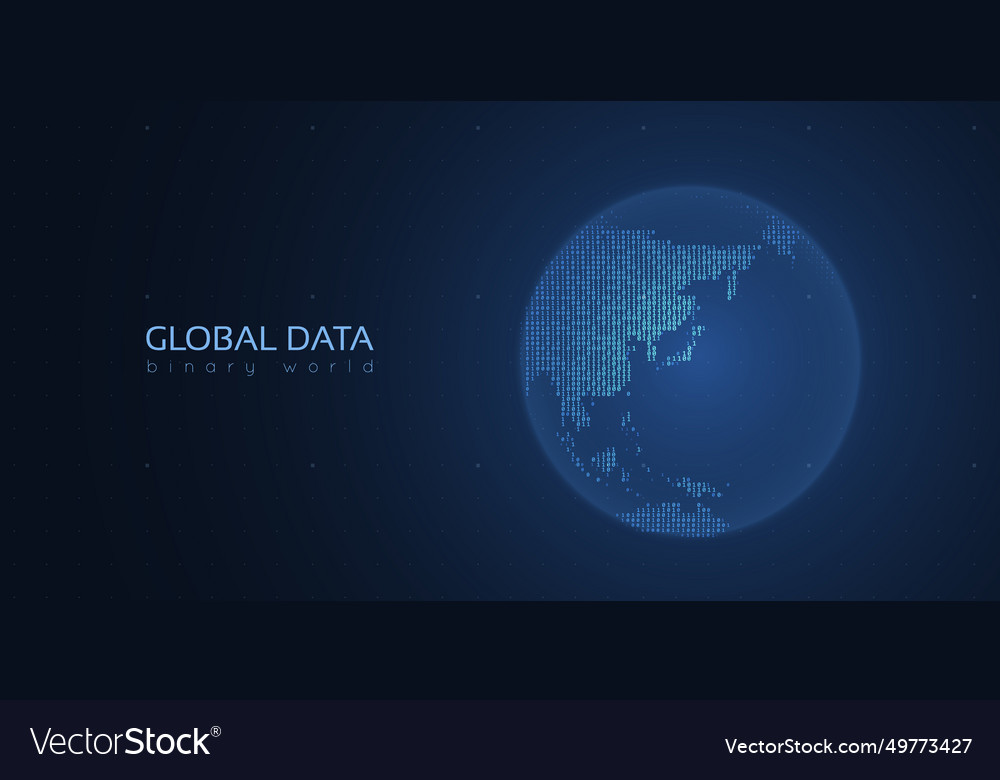Binary planet earth big data global analytics Vector Image