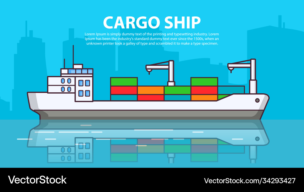 Cargo ship freighter shipping delivery goods Vector Image