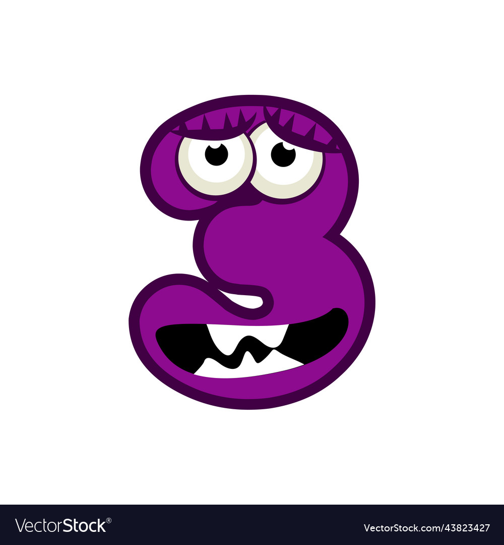 Cartoon character number three monster Royalty Free Vector