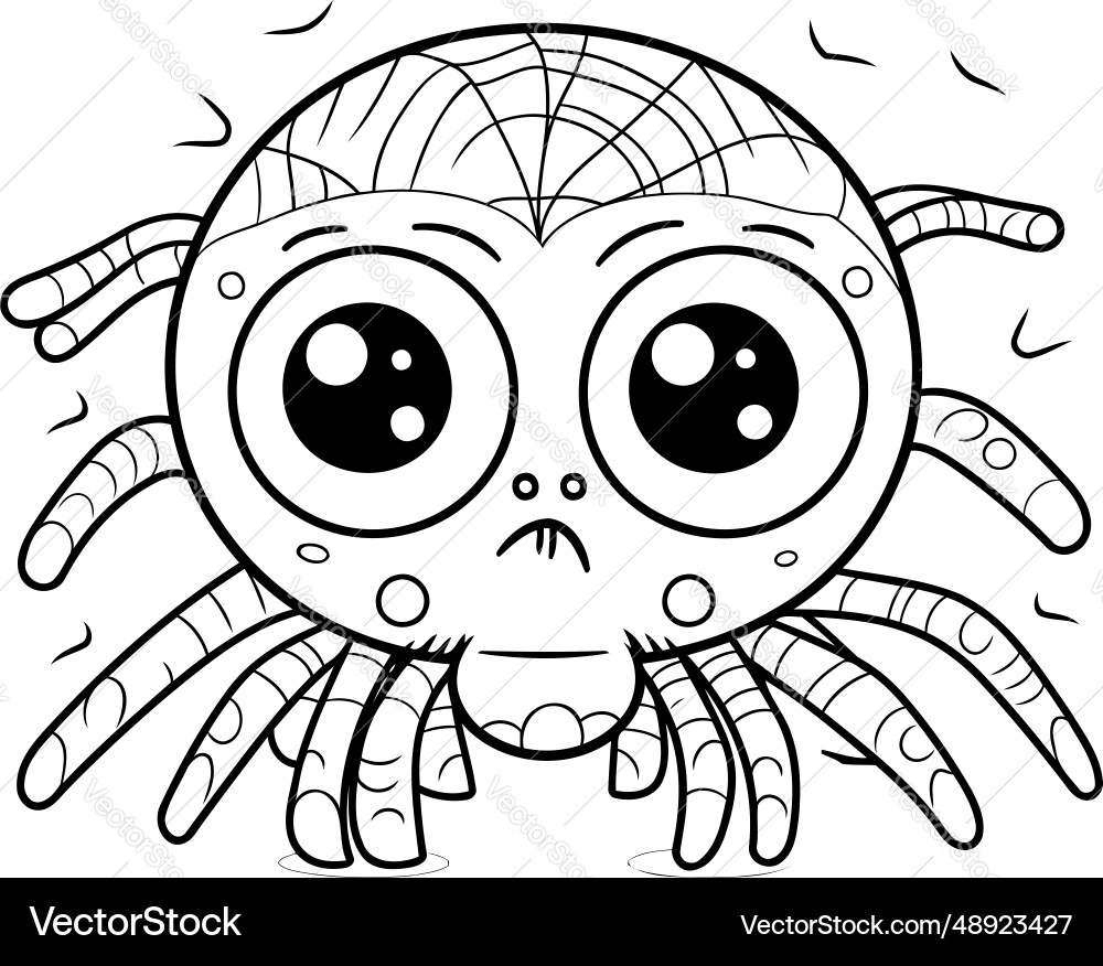 Cute spider coloring page for kids Royalty Free Vector Image