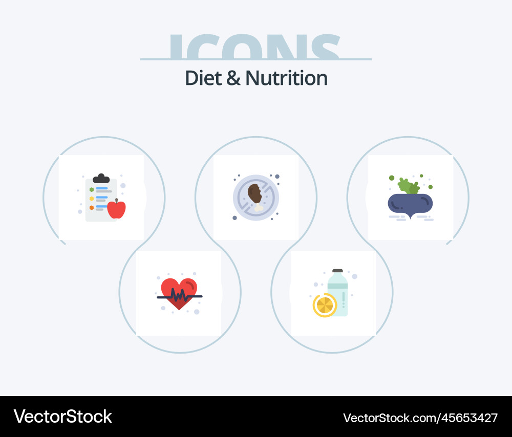 Diet and nutrition flat icon pack 5 icon design Vector Image