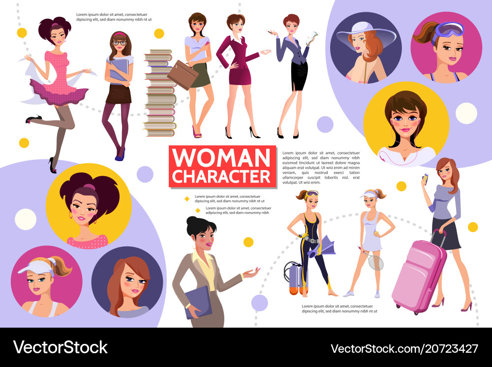 Flat woman characters infographic concept Vector Image