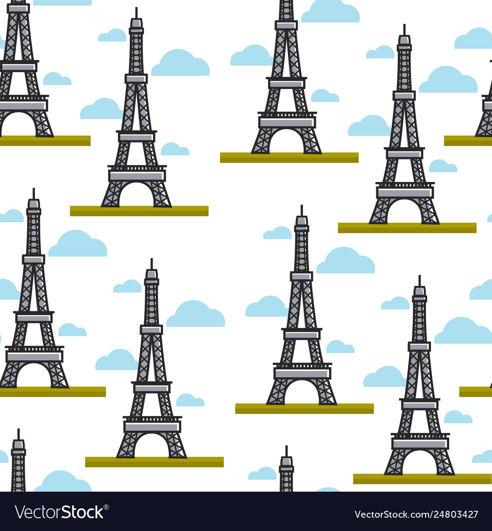 France symbols eiffel tower seamless pattern paris