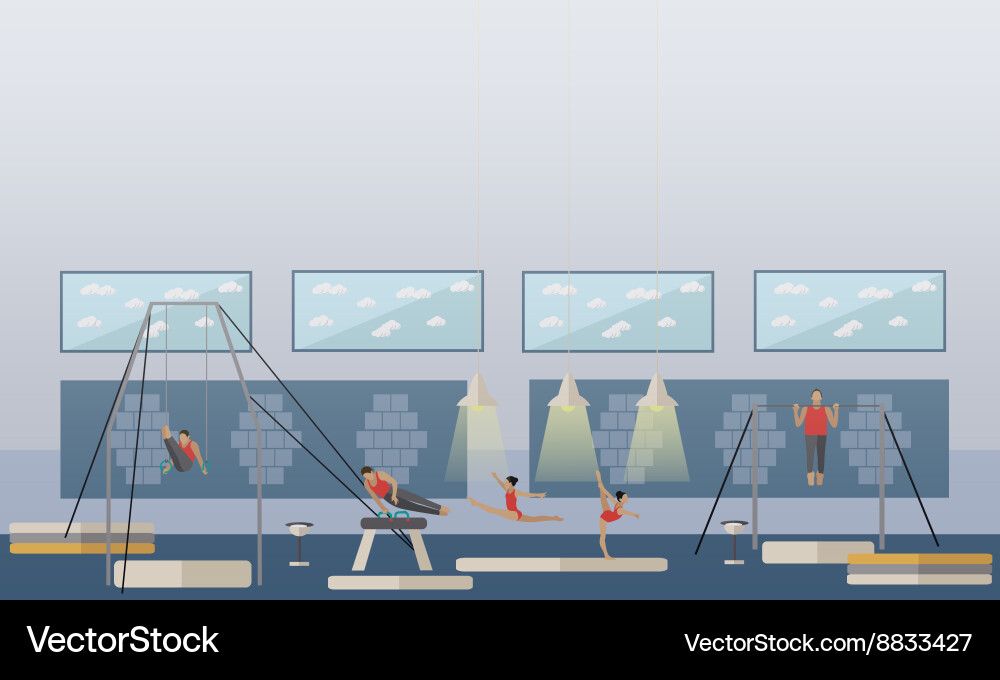 Gymnastic sport competition arena interior Vector Image