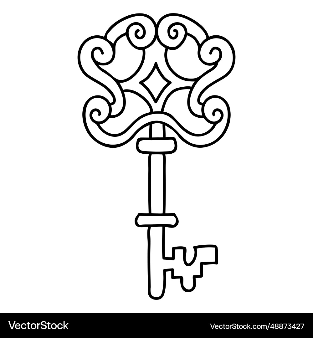 Hand drawn swirl ornate key stroke Royalty Free Vector Image