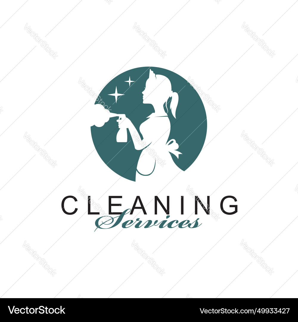 House maid lady emblem Royalty Free Vector Image