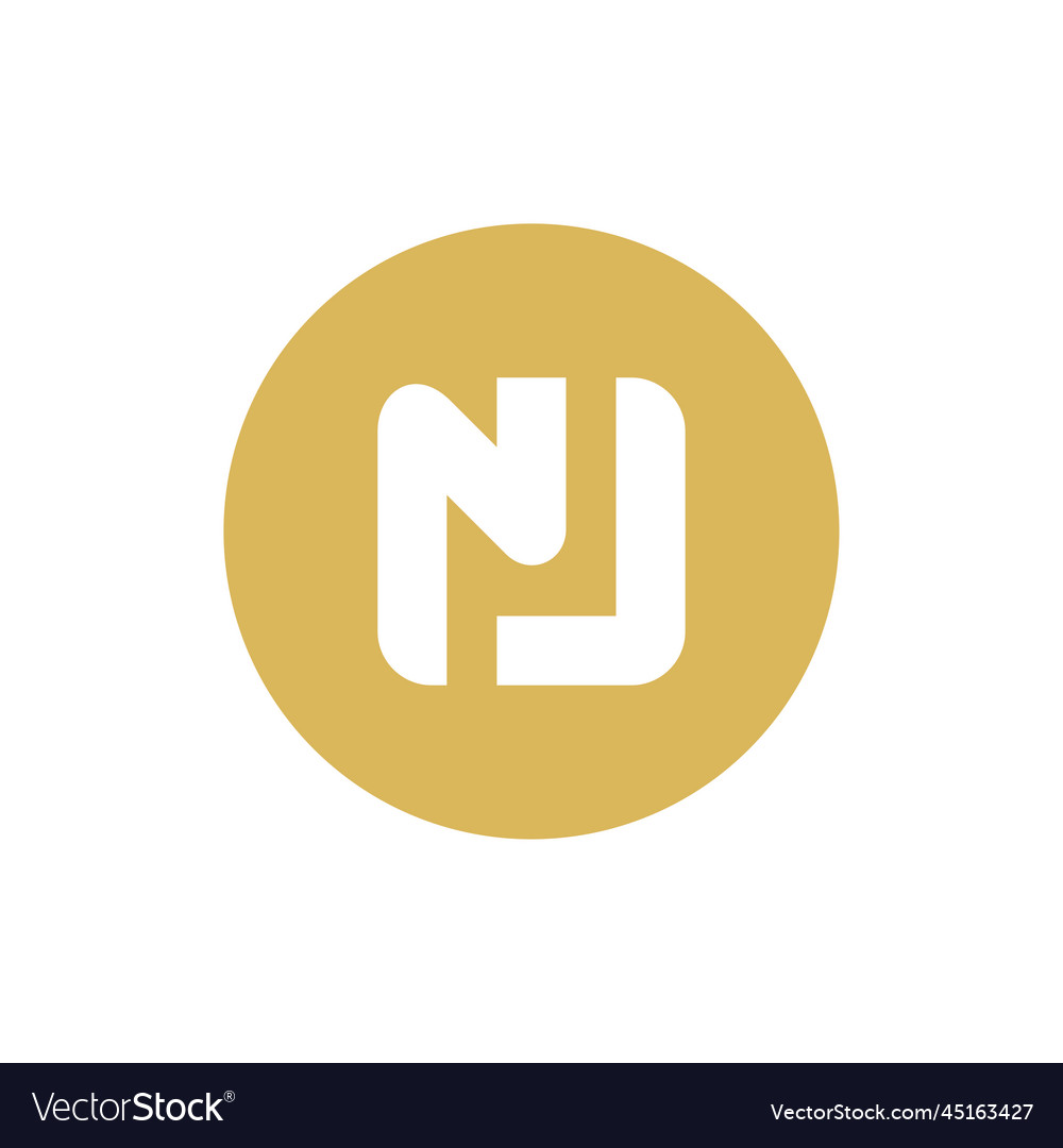 Minimal letter nj jn logo design Royalty Free Vector Image